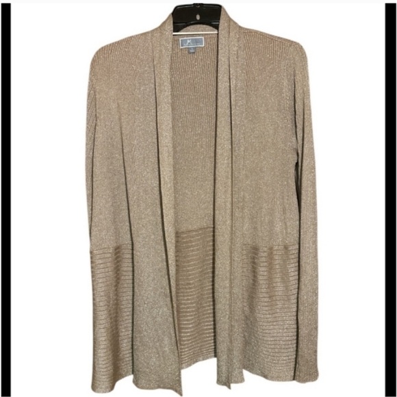 JM Collection | Sweaters | Jm Collections Metallic Gold Sparkle Tan ...